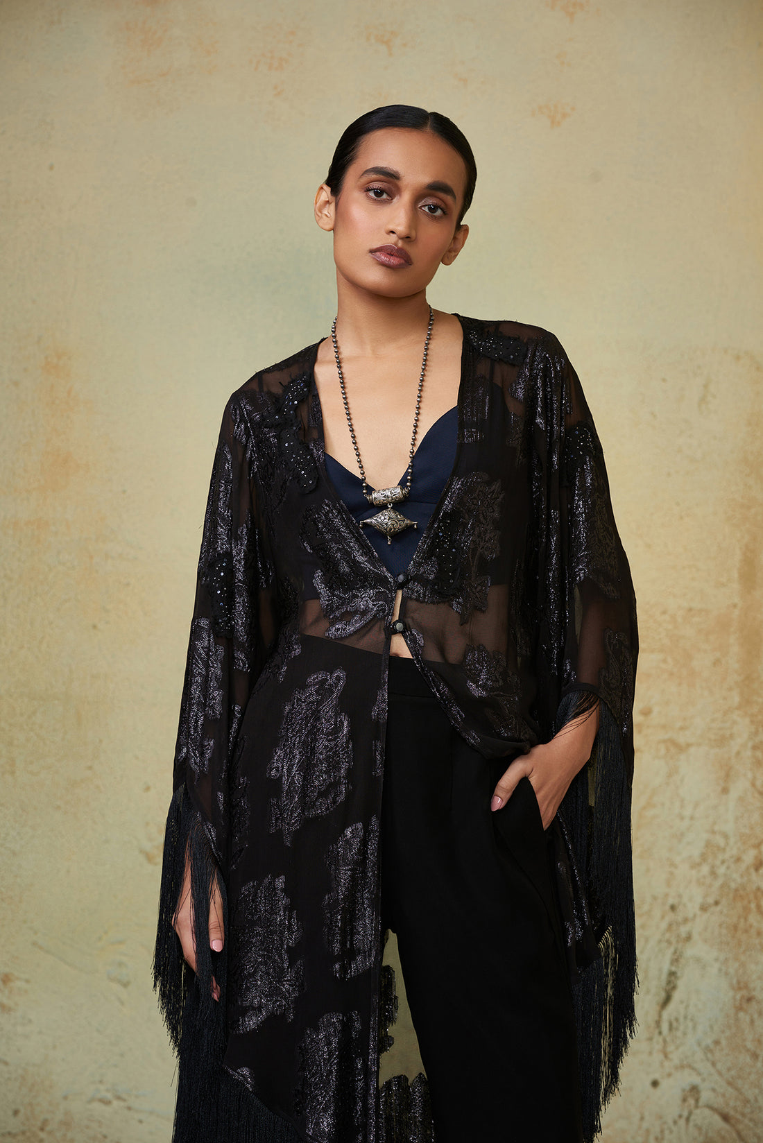 Buy Black Fringe Duster Online | Style Junkiie